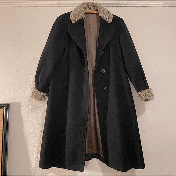 American Vintage | Jackets & Coats | Vintage Wool Swing Coat Astrakhan ...
